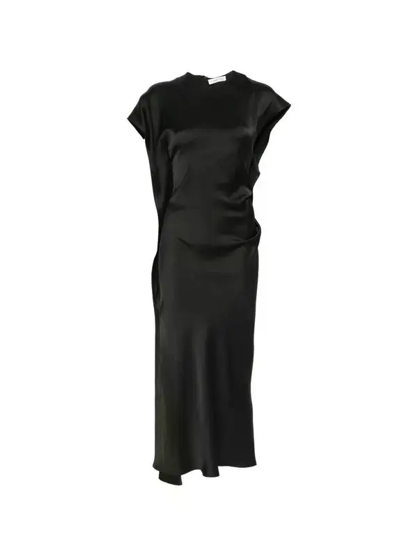Victoria Beckham Draped V-neck Sleeveless Midi Dress - Black