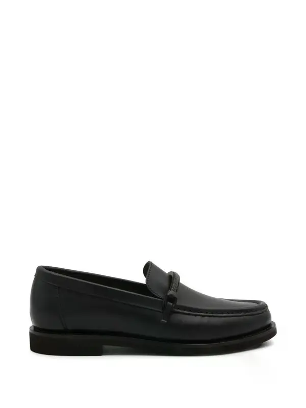 Brunello Cucinelli Monili Leather Loafers - Black