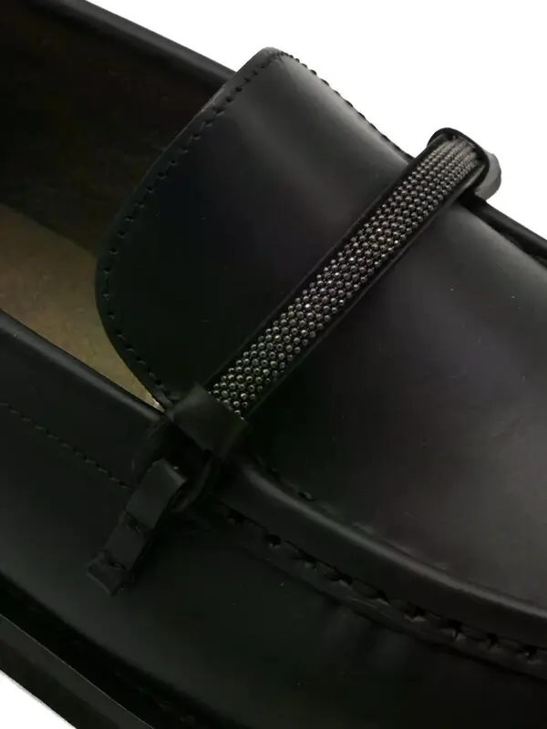 Brunello Cucinelli Monili Leather Loafers - Black