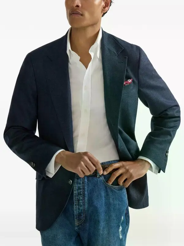 Brunello Cucinelli Mouliné Virgin-wool Twill Deconstructed Cavallo Blazer With Metal Buttons