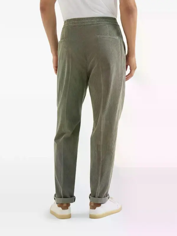Brunello Cucinelli Narrow-wale Corduroy Drawstring Trousers - Green
