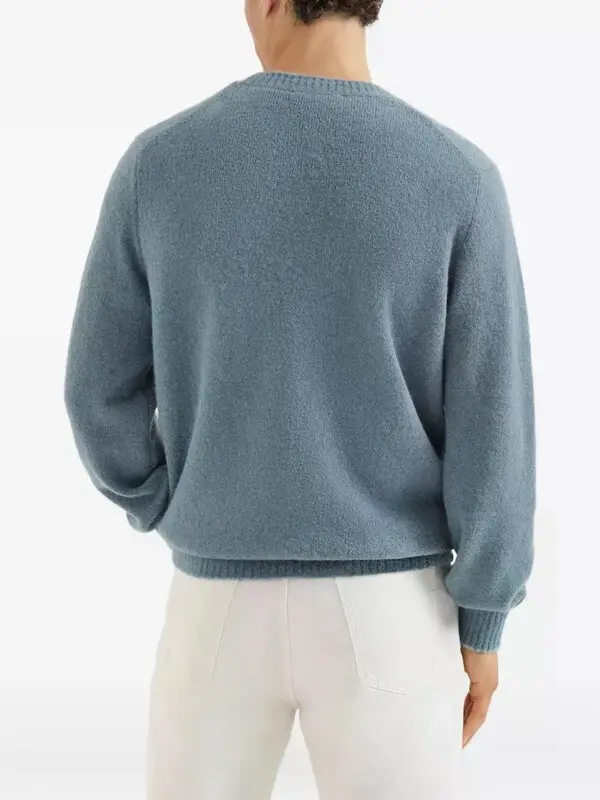 Brunello Cucinelli Alpaca, Cashmere And Wool Crew Neck Sweater - Blue