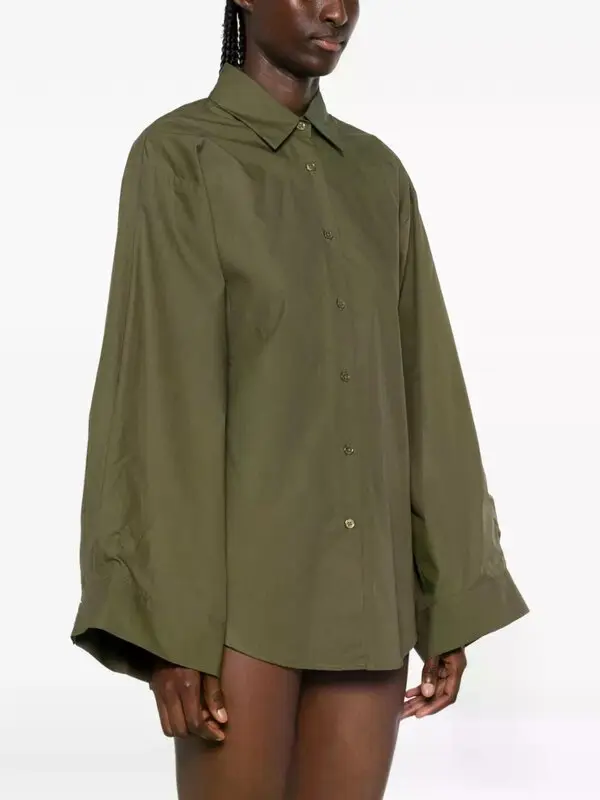 THE FRANKIE SHOP Oversized Embroidered Shirt - Green