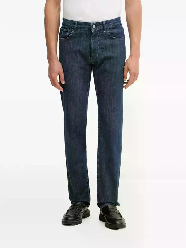 TRUSSARDI Straight-leg Jeans With Logo Patch - Blue