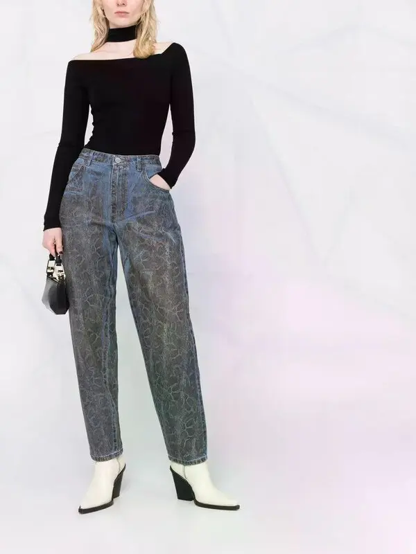 Alberta Ferretti Snake-print Straight-leg Jeans