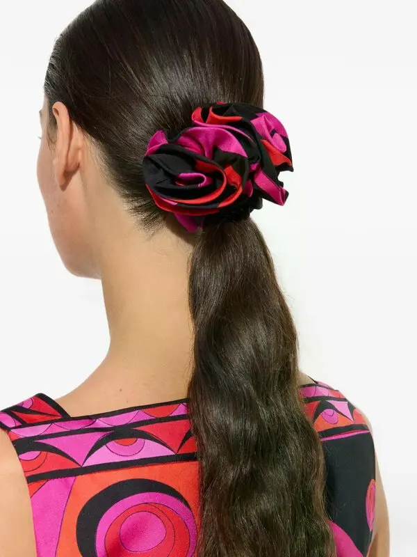 Emilio Pucci Silk Hair Tie With Rose Detail