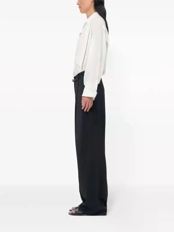 Another Tomorrow Asymmetric Pleated Silk Shirt