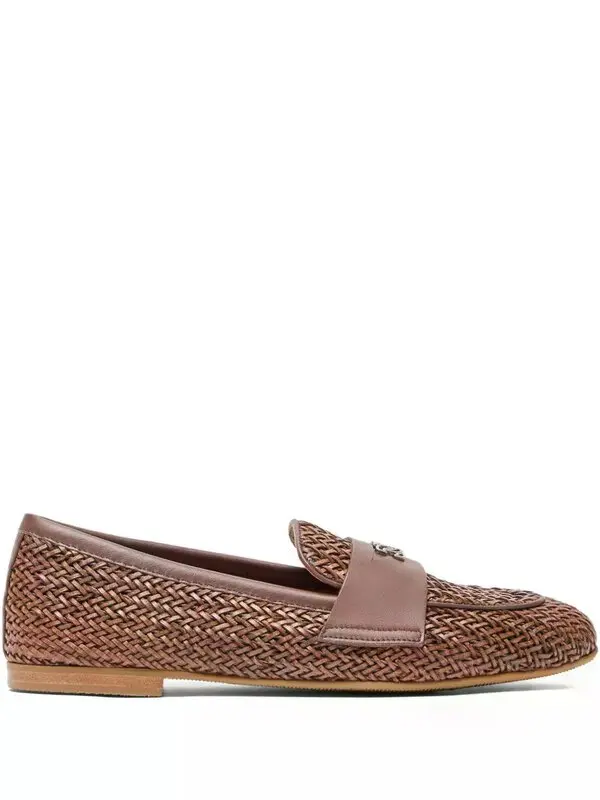 Casadei Woven Leather Loafers