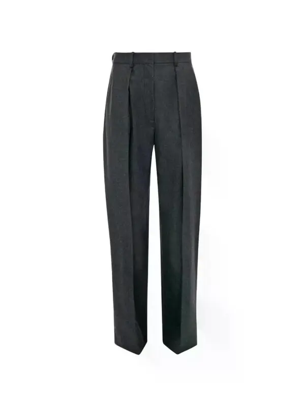 Victoria Beckham Pleated Straight-leg Trousers - Grey