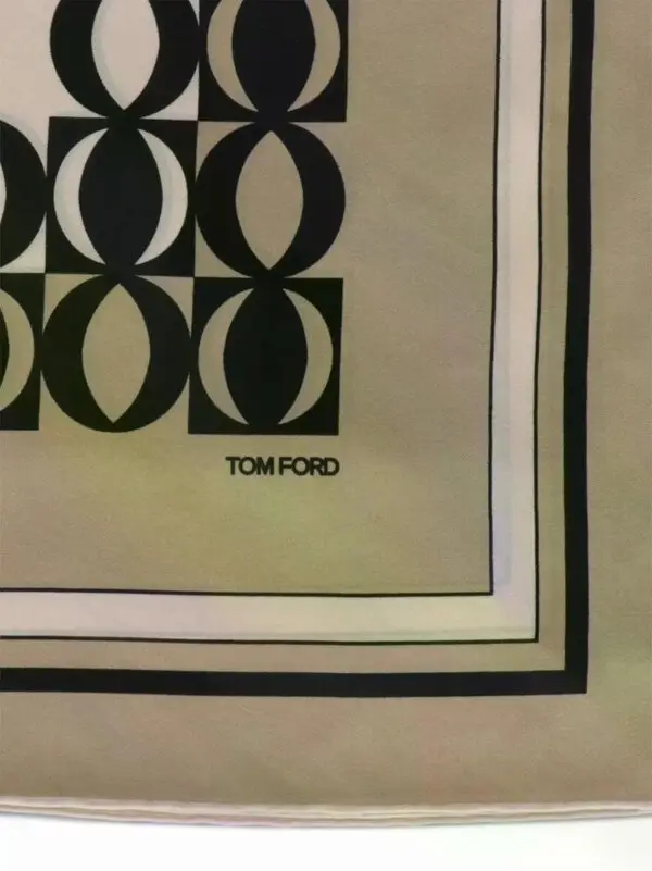 TOM FORD Geometric-print Border-detail Pocket Square - Neutrals