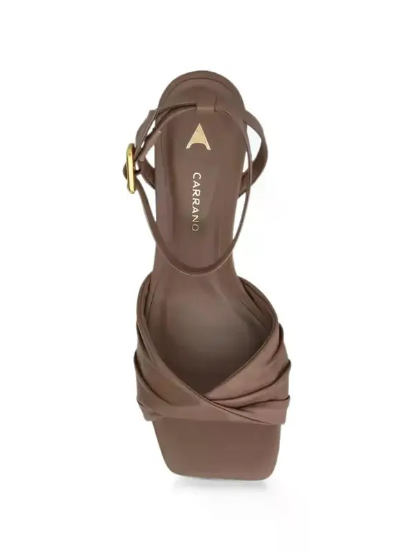 ANDREA CARRANO Ruched Strap Heeled Sandals - Brown