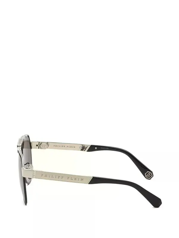 Philipp Plein Pilot Frame Sunglasses With Engraved Logo
