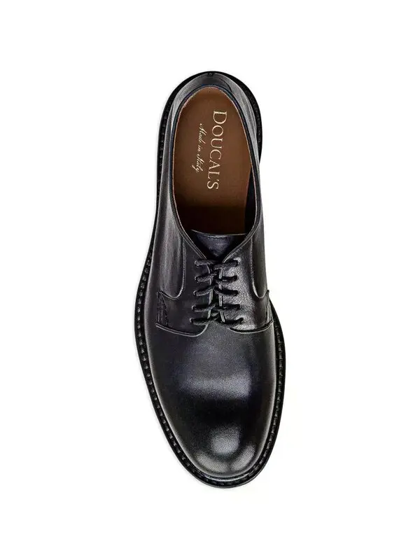 DOUCAL'S Dark Leather Lace-up Derby Shoes