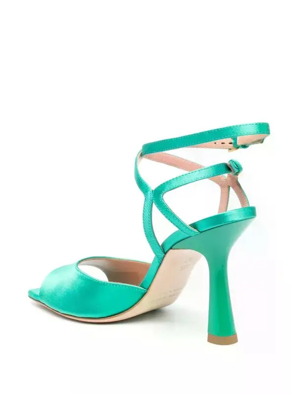 Alberta Ferretti Aqua Calf Leather Ankle Strap Sandals