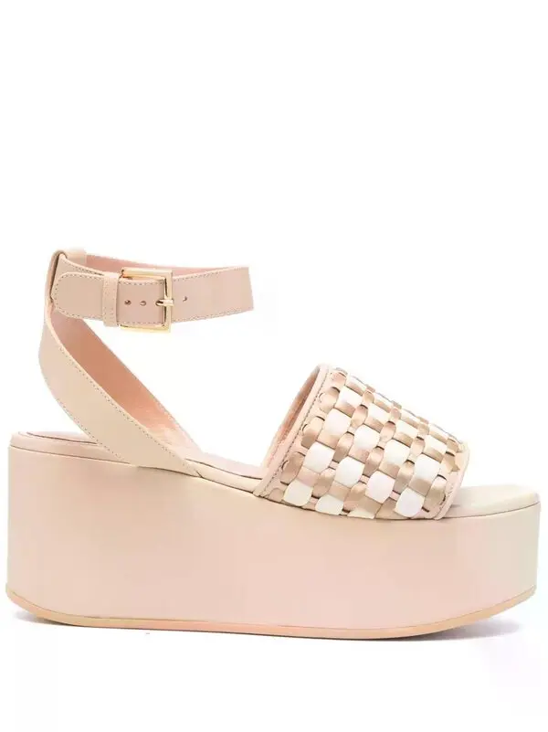 Alberta Ferretti Platform Wedge Sandals With Interwoven Design - Neutrals