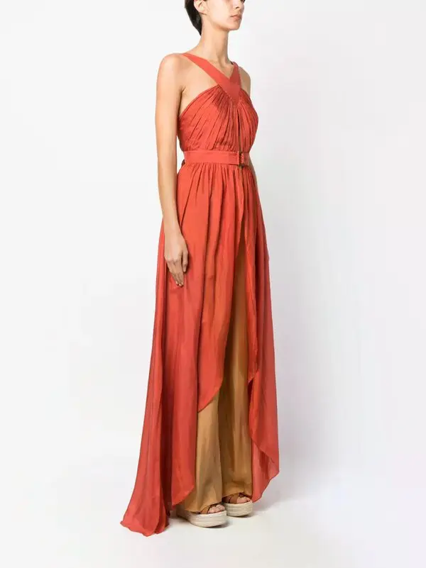 Alberta Ferretti Pleated Sleeveless Maxi Dress