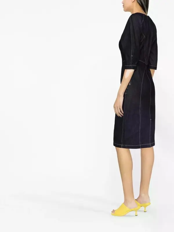 Alberta Ferretti Stretch-cotton Denim Midi Dress