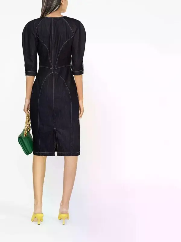 Alberta Ferretti Stretch-cotton Denim Midi Dress