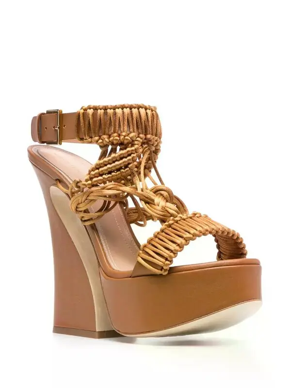 Alberta Ferretti Braided Leather Platform Sandals