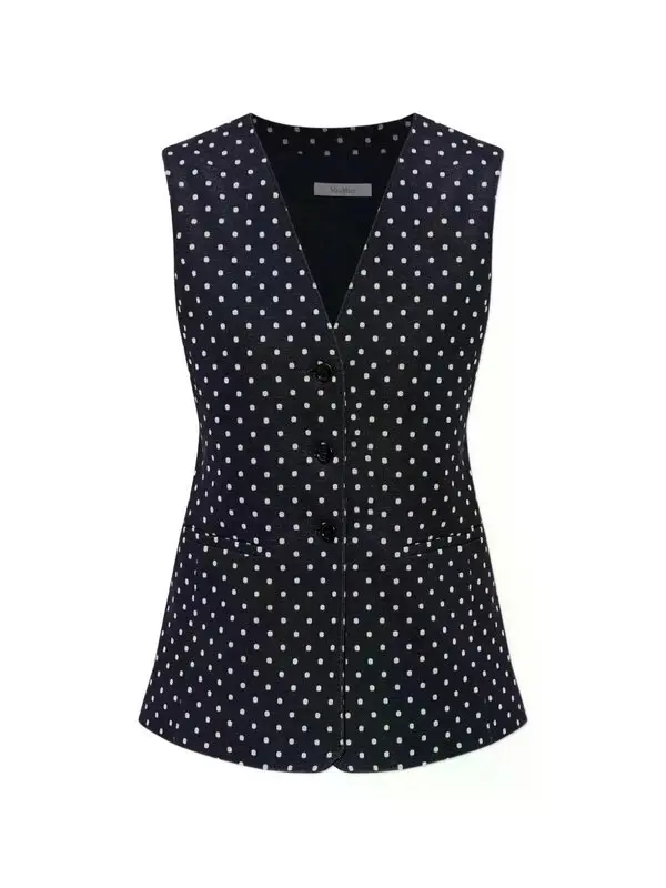 Max Mara Polka Dot Sleeveless Jacket - Blue