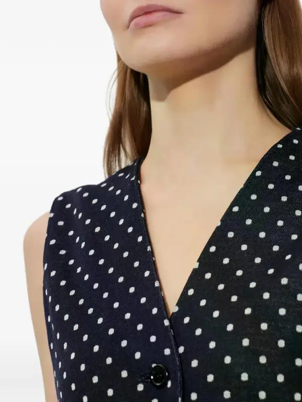 Max Mara Polka Dot Sleeveless Jacket - Blue