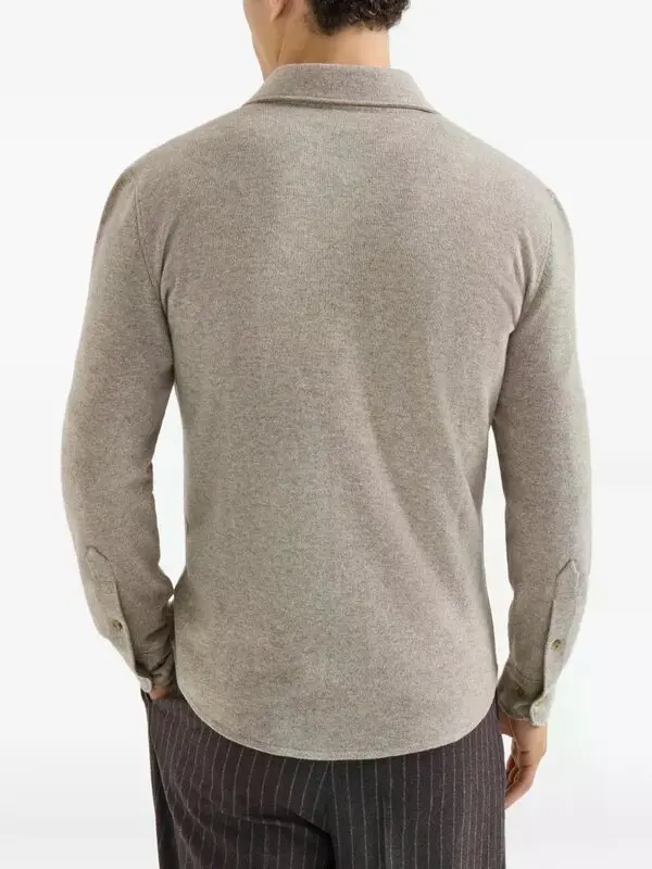 Brunello Cucinelli Virgin Wool, Cashmere And Silk Knit Shirt - Grey