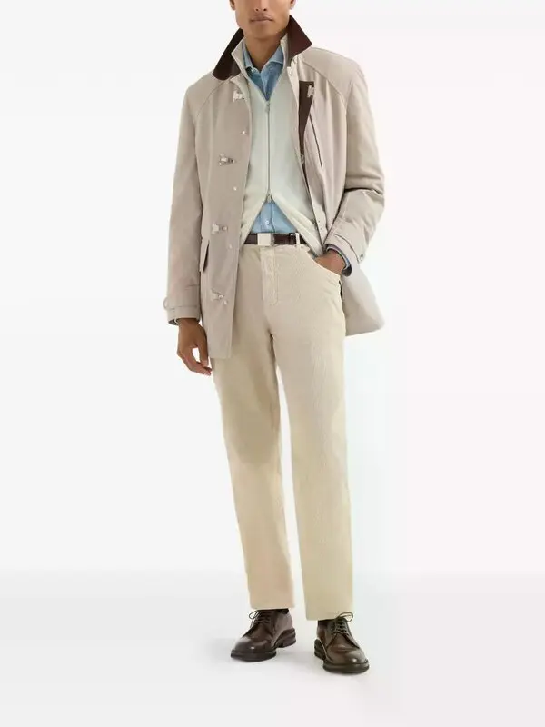 Brunello Cucinelli Garment-dyed Five-pocket Trousers In Cotton Narrow-wale Corduroy - Neutrals