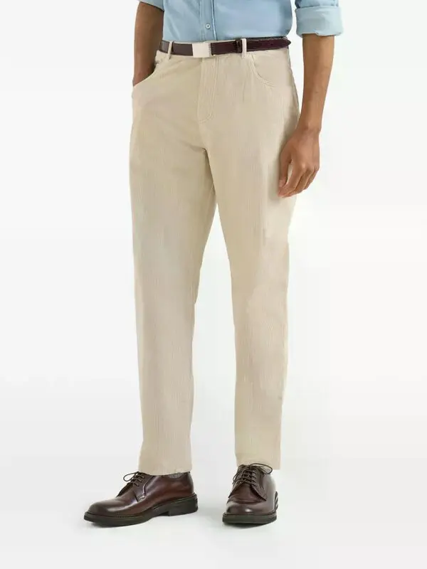 Brunello Cucinelli Garment-dyed Five-pocket Trousers In Cotton Narrow-wale Corduroy - Neutrals