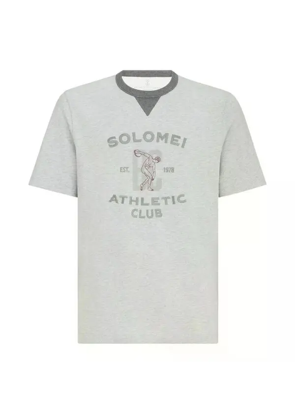 Brunello Cucinelli Cotton-jersey Crew-neck T-shirt With Print - Grey