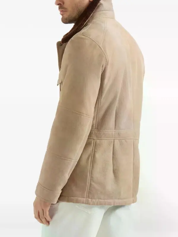 Brunello Cucinelli Shearling Lined Leather Safari Jacket