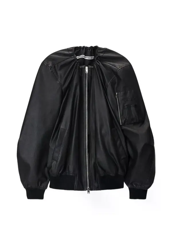 Alexander Wang Gathered-detail Leather Bomber Jacket