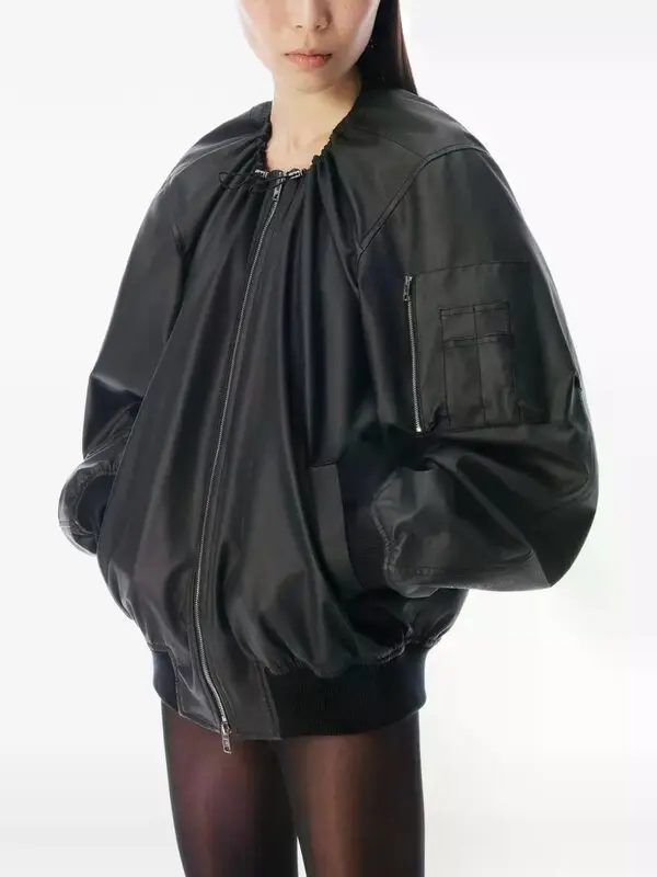 Alexander Wang Gathered-detail Leather Bomber Jacket
