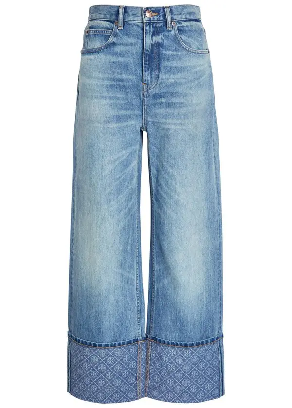 Tory Burch Logo Straight-leg Denim Jeans