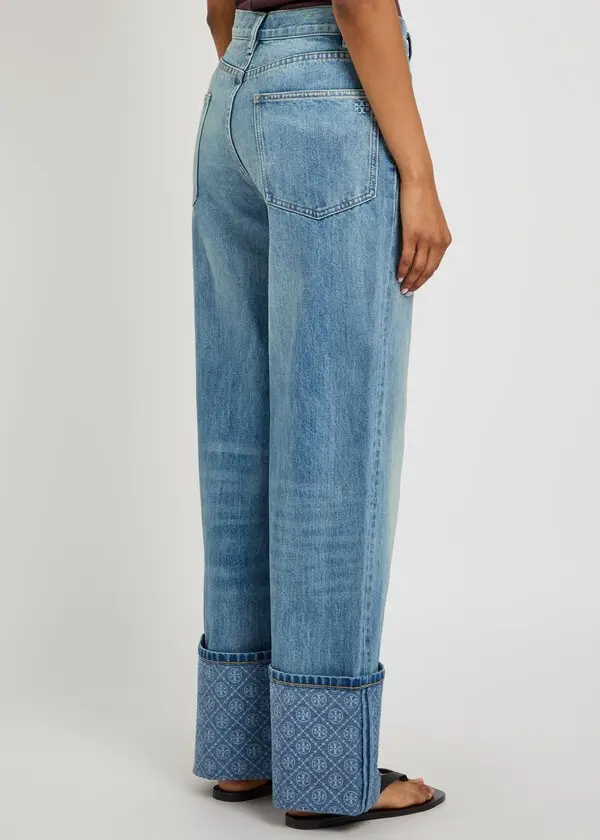 Tory Burch Logo Straight-leg Denim Jeans