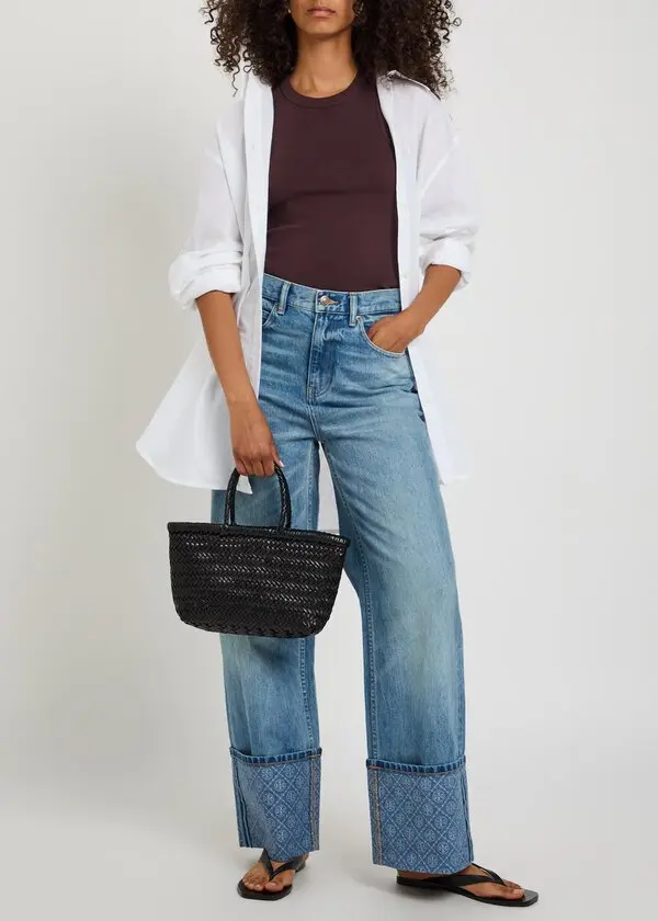Tory Burch Logo Straight-leg Denim Jeans