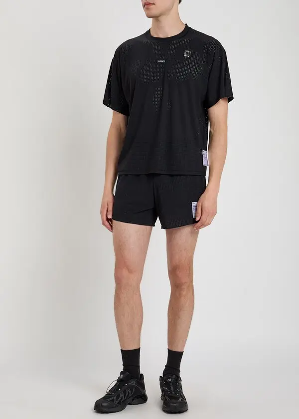 Satisfy Space-o Perforated Stretch-jersey Shorts - Black