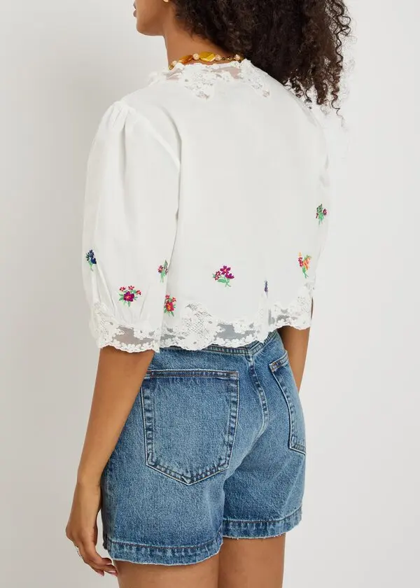 Rixo Ursula Embroidered Cotton Blouse