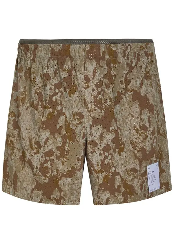 Satisfy Space-o Perforated Camouflage-print Stretch-jersey Shorts - Multicoloured 1