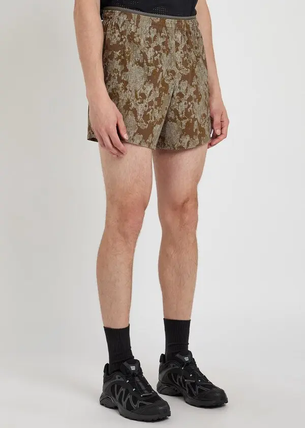Satisfy Space-o Perforated Camouflage-print Stretch-jersey Shorts - Multicoloured 1