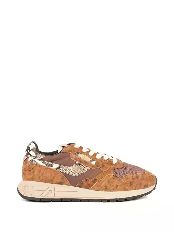 AUTRY Reelwind Low Python And Leopard Print Panelled Sneakers - Brown
