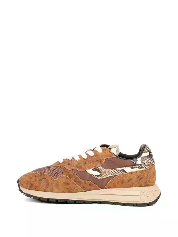 AUTRY Reelwind Low Python And Leopard Print Panelled Sneakers - Brown
