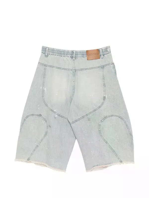 CROQUIS Distressed Paint-splatter Denim Shorts