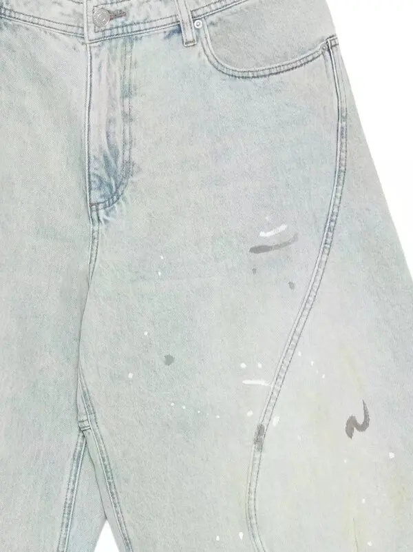 CROQUIS Distressed Paint-splatter Denim Shorts