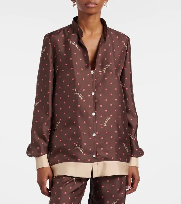 Valentino Garavani Printed Silk Twill Pajama Shirt