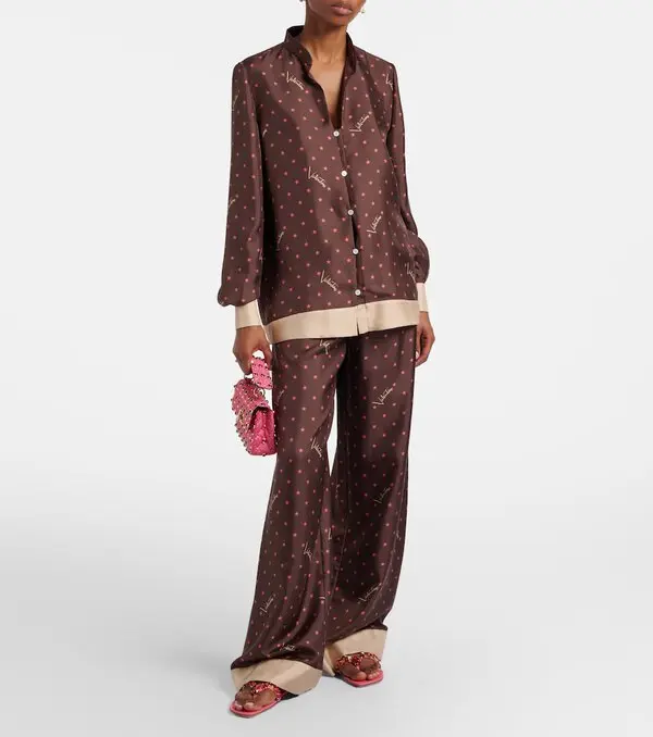Valentino Garavani Printed Silk Twill Pajama Shirt