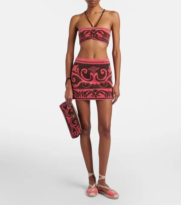 Valentino Garavani Cotton Terry Jacquard Mini Skirt