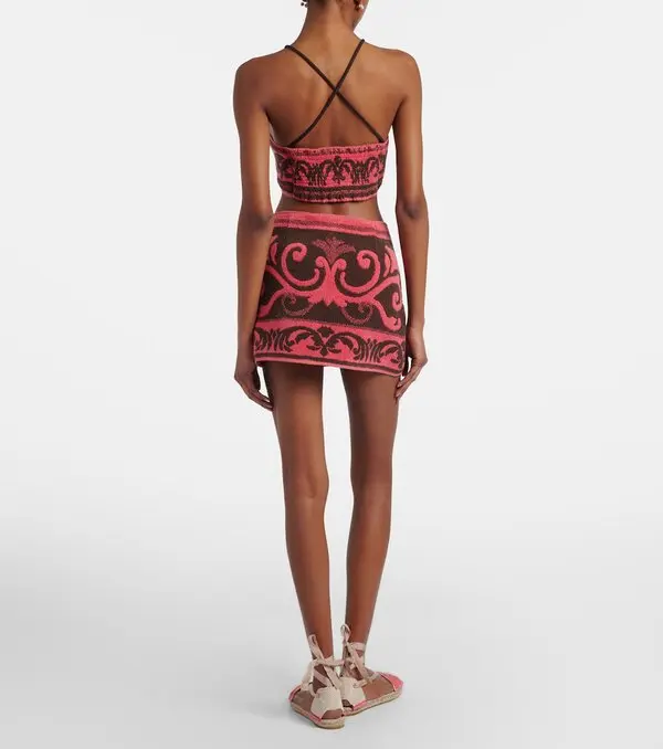 Valentino Garavani Cotton Terry Jacquard Mini Skirt