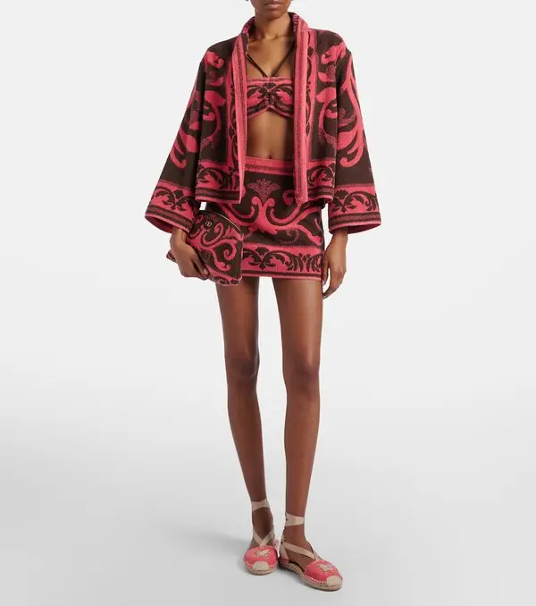 Valentino Garavani Cotton Terry Jacquard Mini Skirt