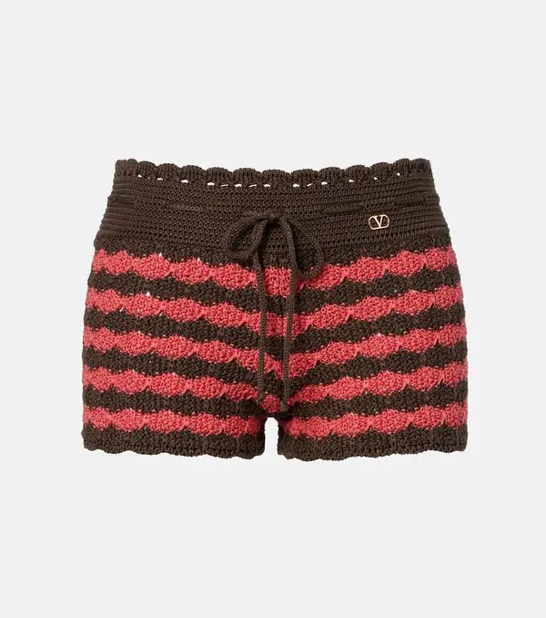 Valentino Garavani Striped Knitted Cotton Shorts - Multicoloured