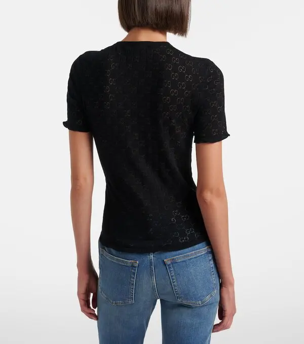 Gucci Gg Cotton-blend Devoré T-shirt - Black